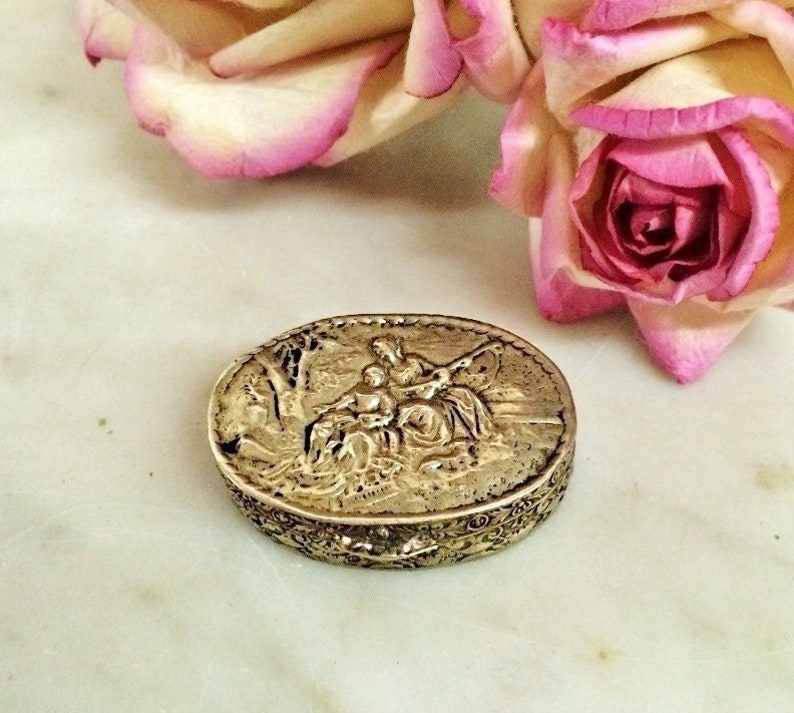 Antique METAL SNUFF BOX Oval Small Hinged Box Colonial - Etsy