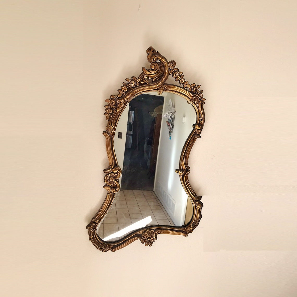ASYMMETRICAL BAROQUE MIRROR Antique Gold Wood and Plaster - Etsy