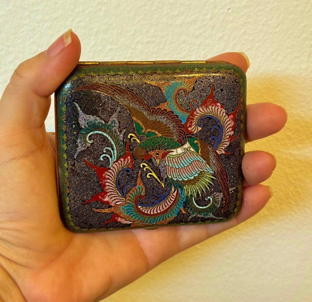 CLOISONNE PHOENIX Cigarette CASE, Antique Mythical Bird, Tobacciana ...