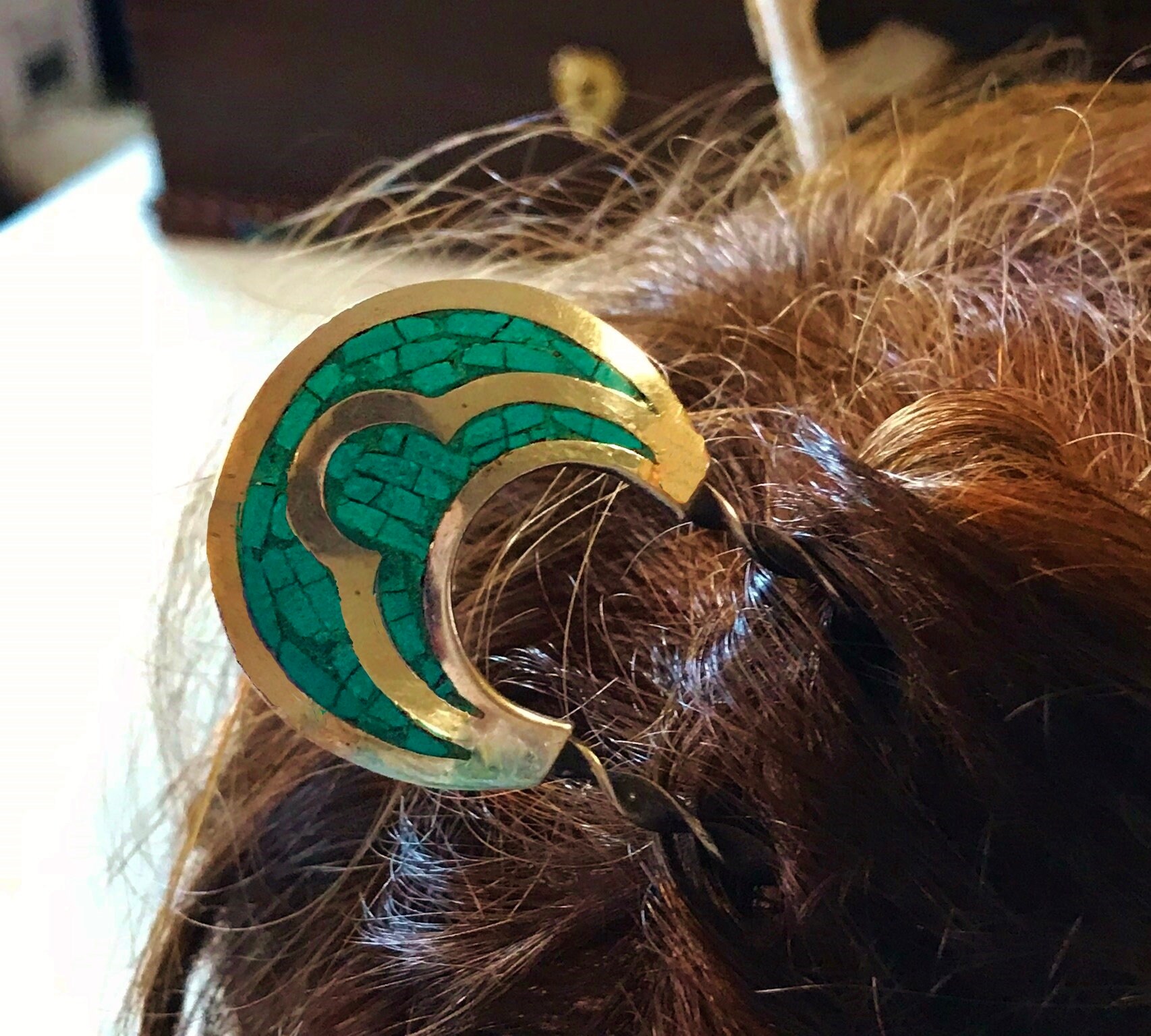 TAXCO Turquoise Inlay HAIR COMB, Signed Sterling by Hector, Vintage ...