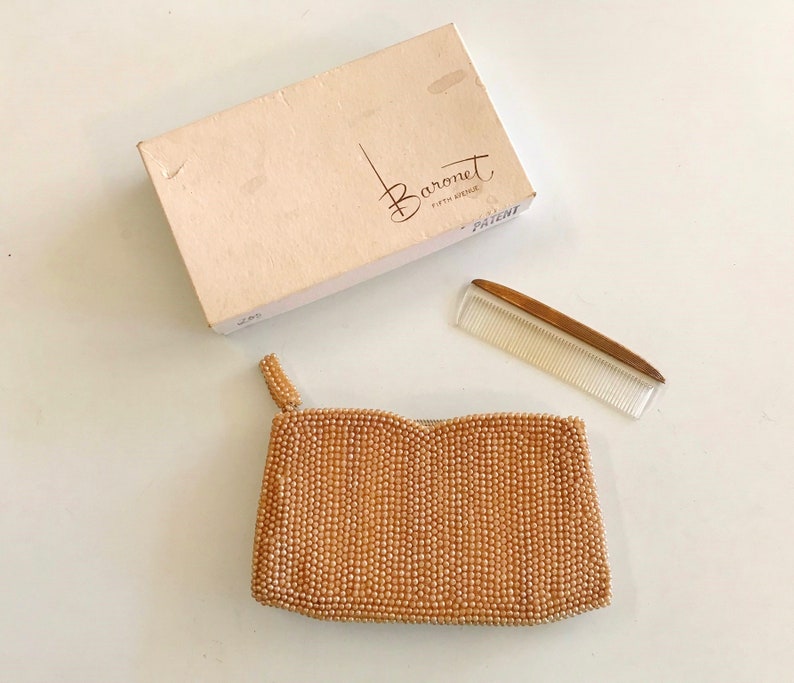 BEADED PEARL PURSE, Baronet Fifth Avenue, Vintage Evening Bag Clutch ...