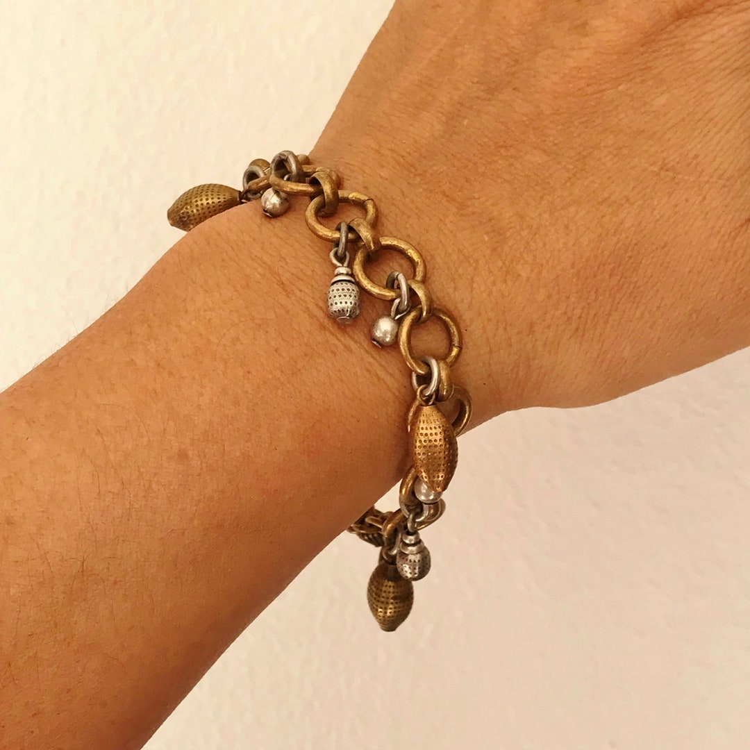 Vintage CHARM BRACELET, by Baer SF. Brass and Silver Jewelry, Chain ...
