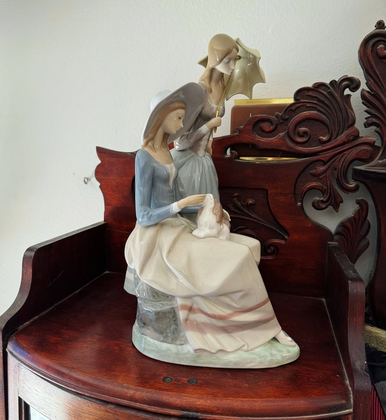 LLADRO 2 LADIES With DOG and Parasol, Figurine Named Harmony or Group ...