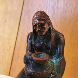 COPPER PLASTER INDIAN Statue, Antique Native American Indian Sculpture ...