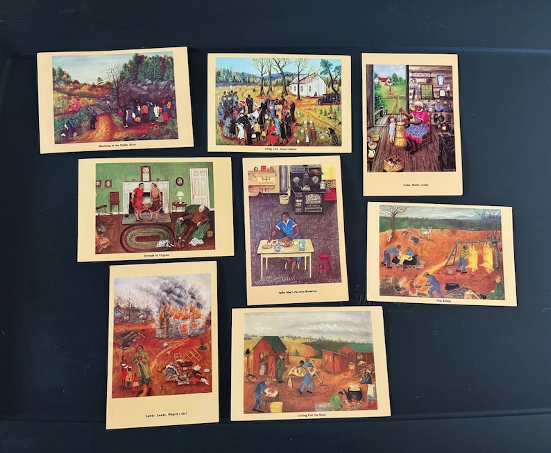 QUEENA STOVALL POSTCARDS, by Folk Art America, Vintage 1975, Black ...