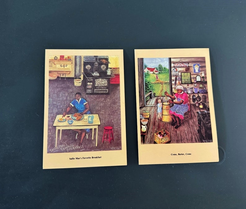 QUEENA STOVALL POSTCARDS, by Folk Art America, Vintage 1975, Black ...