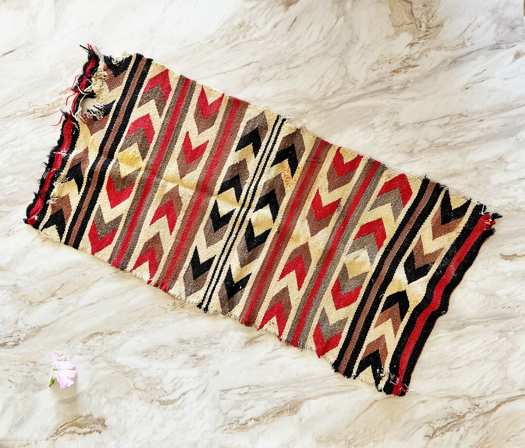 NAVAJO EYE DAZZLER Rug, Antique Native American Indian Textile, Red ...