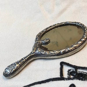 Antique Silver Purse MIRROR, Silverplate Hand Pocket Mirror Stamped BB ...