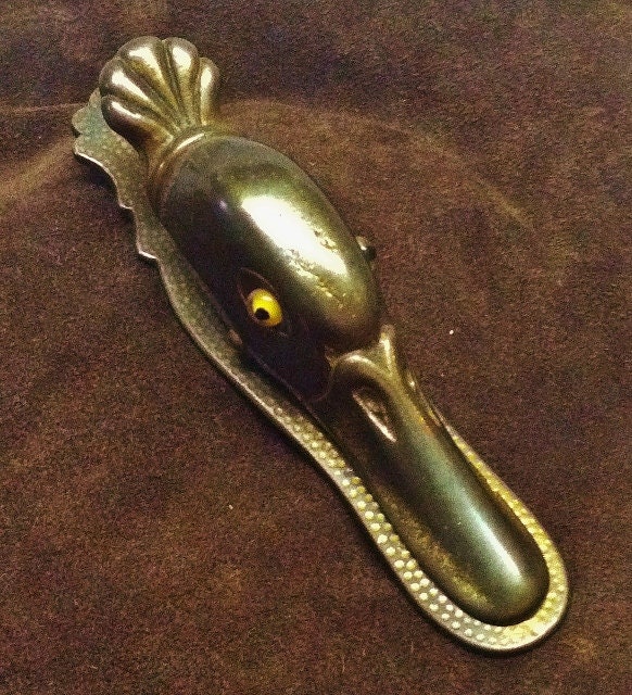 DUCK HEAD Paper Clip, Antique Cast Iron CLAMP, Victorian Mallard Duck ...