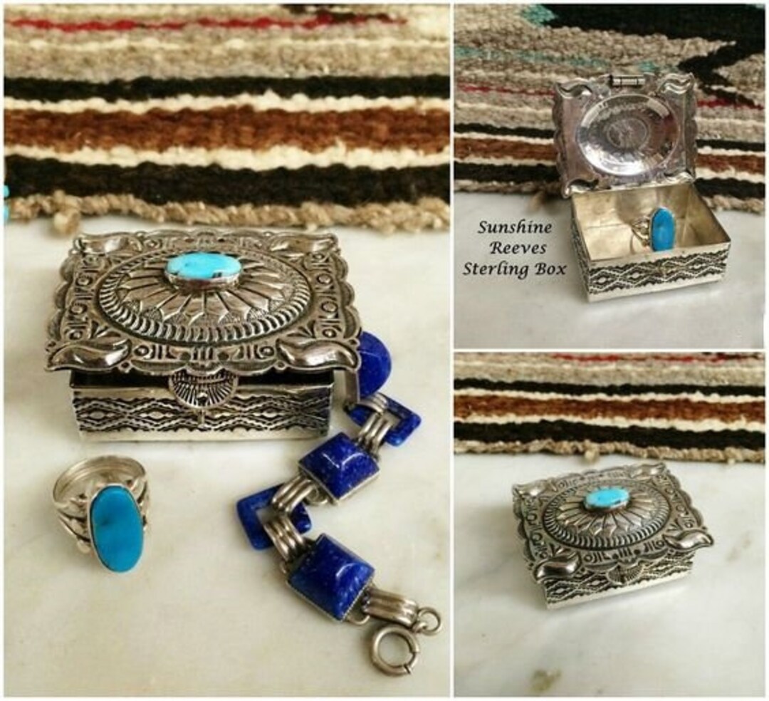 SUNSHINE REEVES STERLING Box, Navajo Silversmith, Native American ...