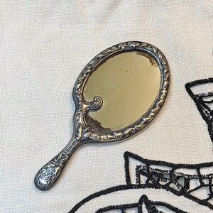 Antique Silver Purse MIRROR, Silverplate Hand Pocket Mirror Stamped BB ...