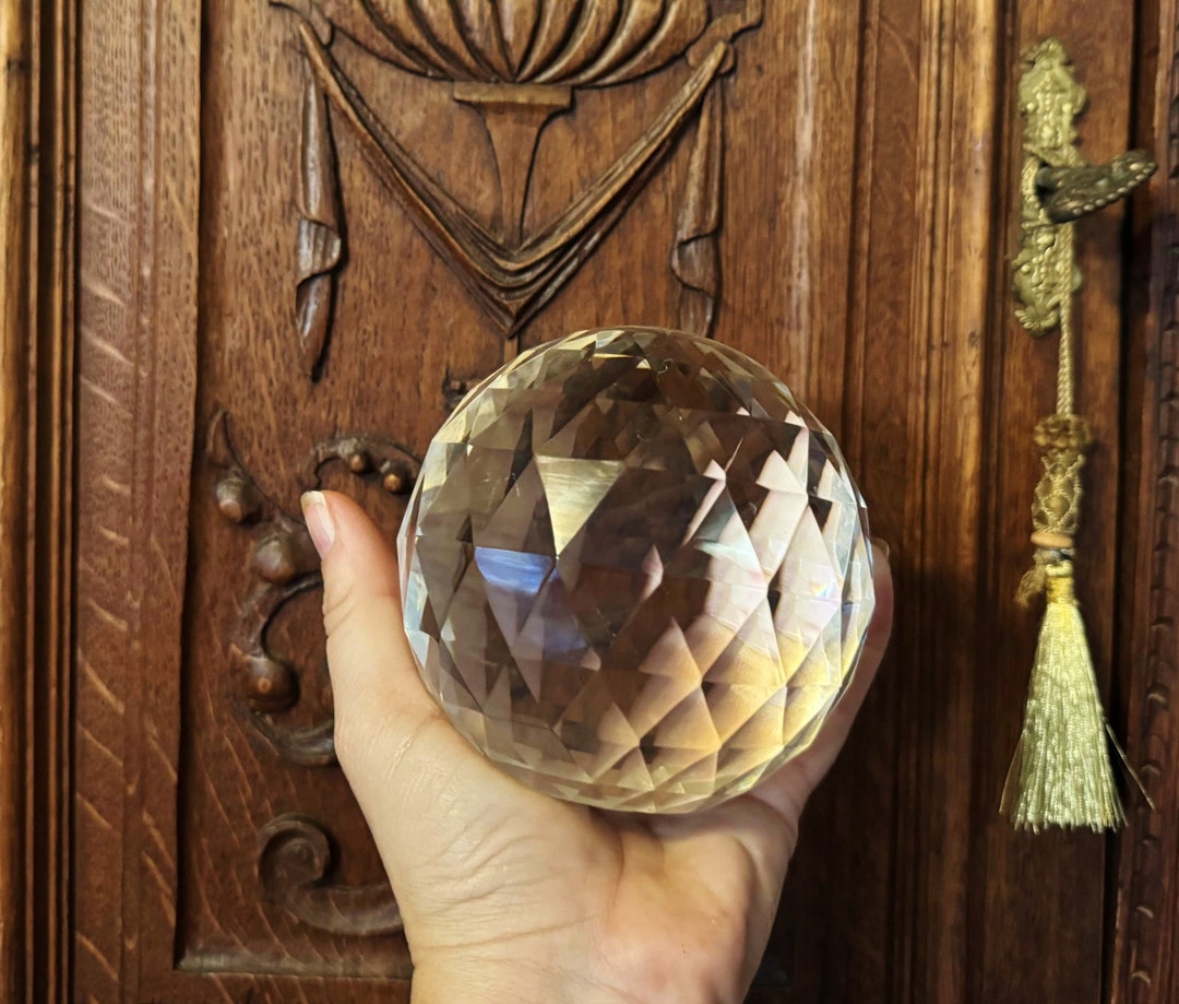 Vintage FACETED CRYSTAL BALL, With Stand, Metaphysical. Scrying ...