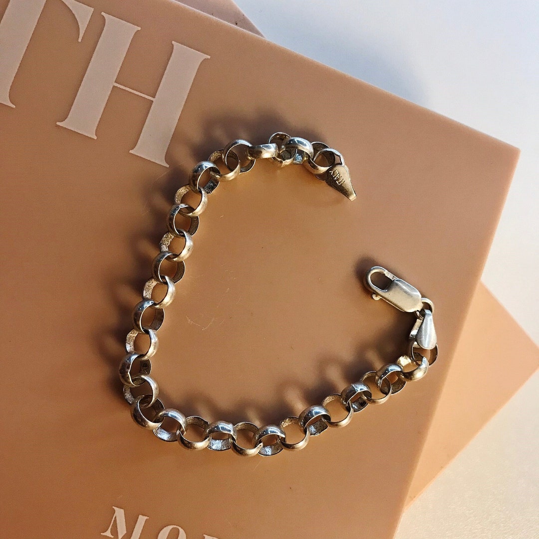 STERLING ROLO Chain Bracelet, Italy FAS 925 Stamp, Vintage Italian ...