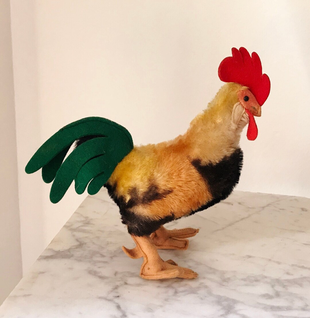 STEIFF ROOSTER TOY, Vintage Mohair, Glass Eyes, Felt, Children's Toys ...