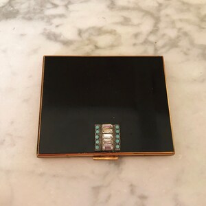 ELGIN AMERICAN COMPACT, Vintage Black and Gold Compact, Rouge and ...