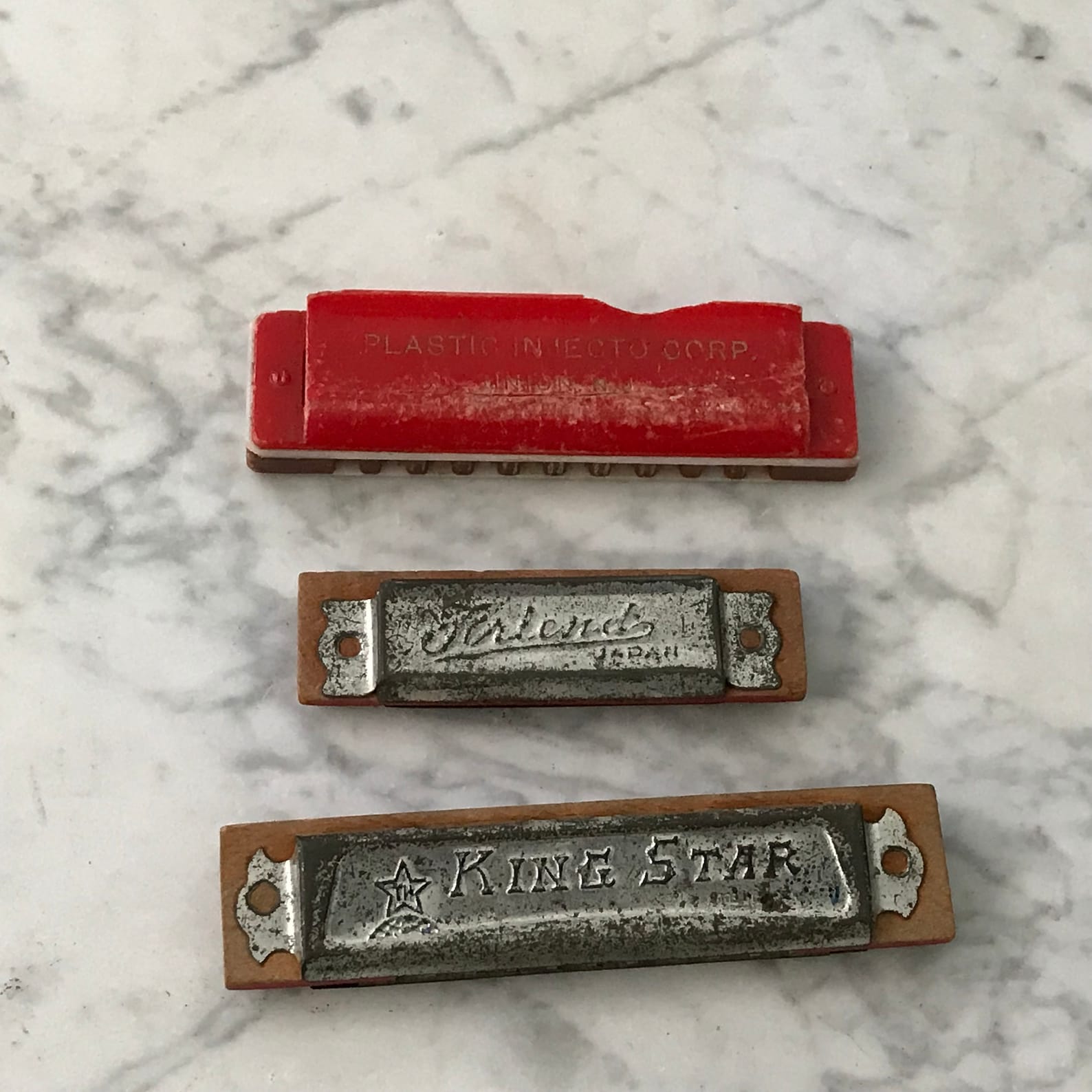 VINTAGE KING STAR Harmonica, Set of 3, Plastic Injecto Corp Harmonica ...