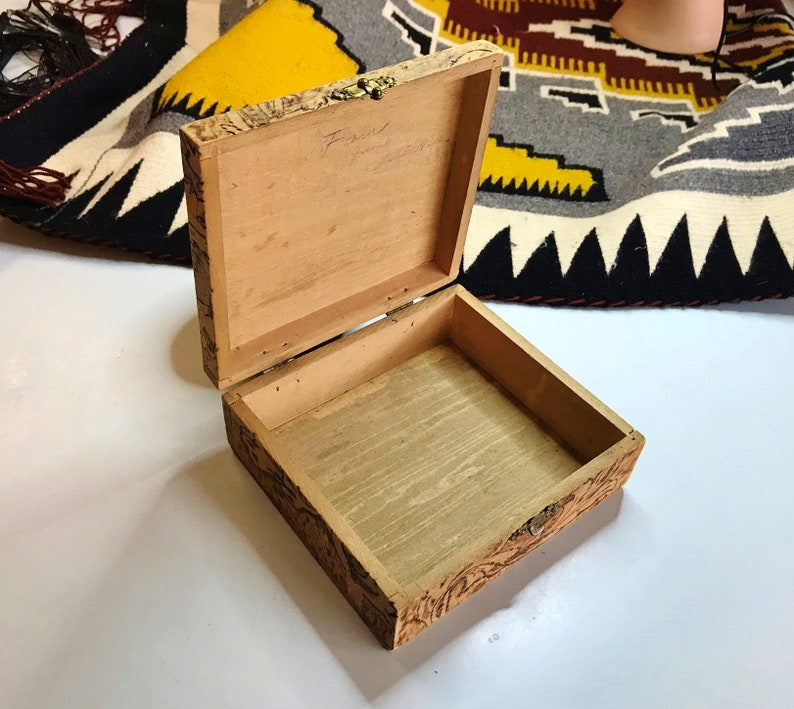 PYROGRAPHY POPPY Flower BOX, California Arts & Crafts 1905, Antique ...