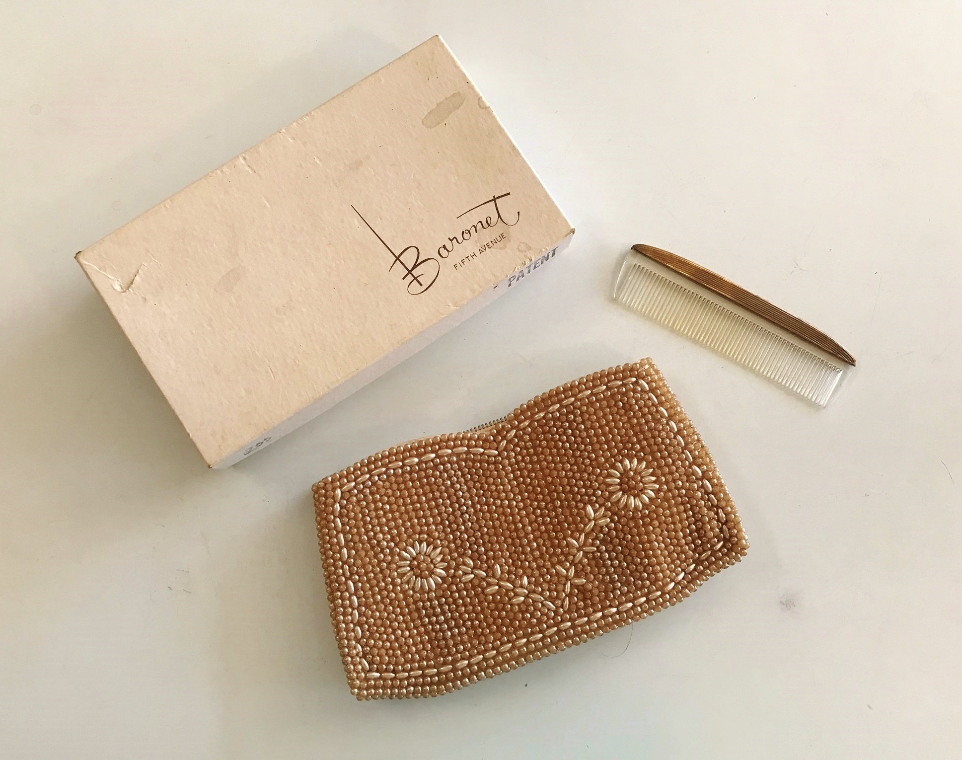 BEADED PEARL PURSE, Baronet Fifth Avenue, Vintage Evening Bag Clutch ...