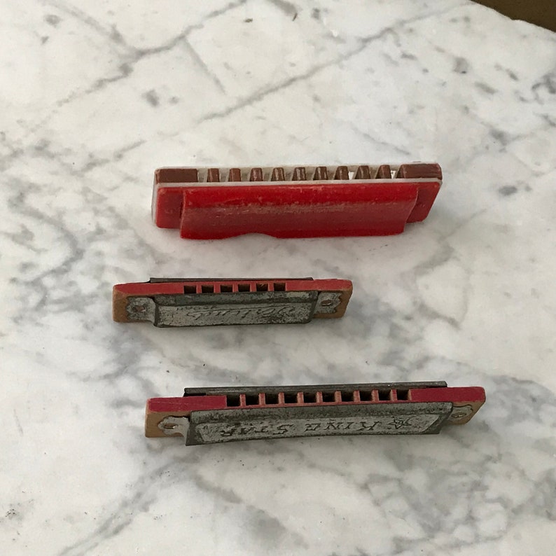 VINTAGE KING STAR Harmonica, Set of 3, Plastic Injecto Corp Harmonica ...