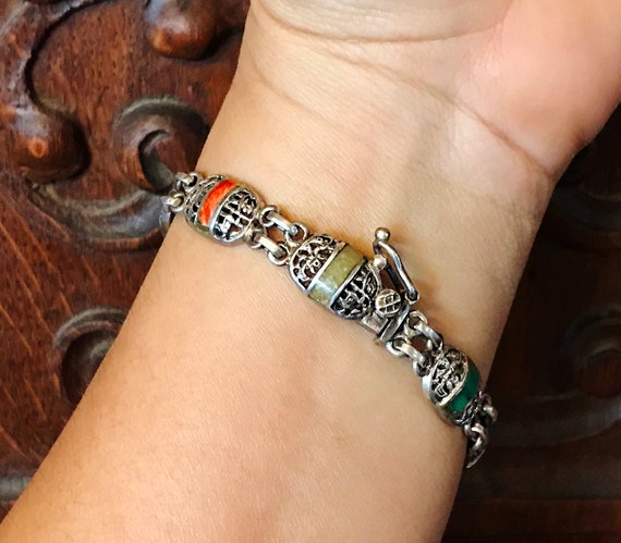 STERLING MULTi-STONE PeruViaN BRACELET, Semi Precious… - Gem