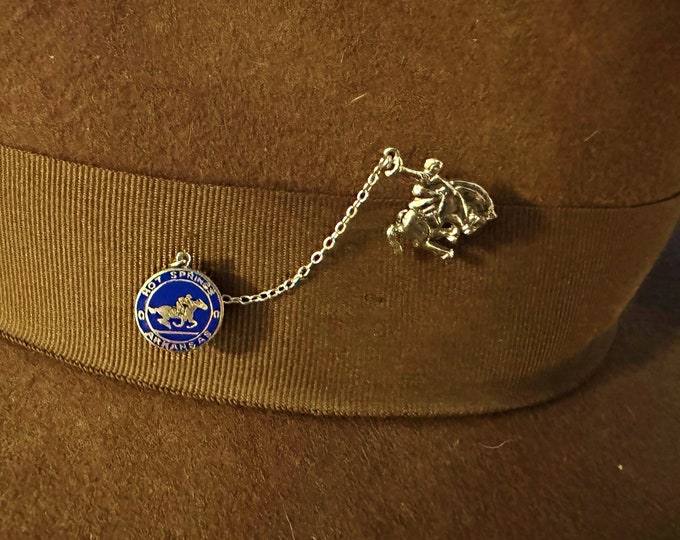 Rodeo Cowboy Lapel CHAIN Pin, Hot Springs Arkansas, Silver Plated Blue ...