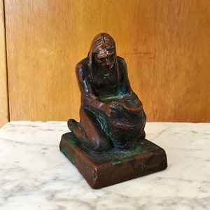 COPPER PLASTER INDIAN Statue, Antique Native American Indian Sculpture ...