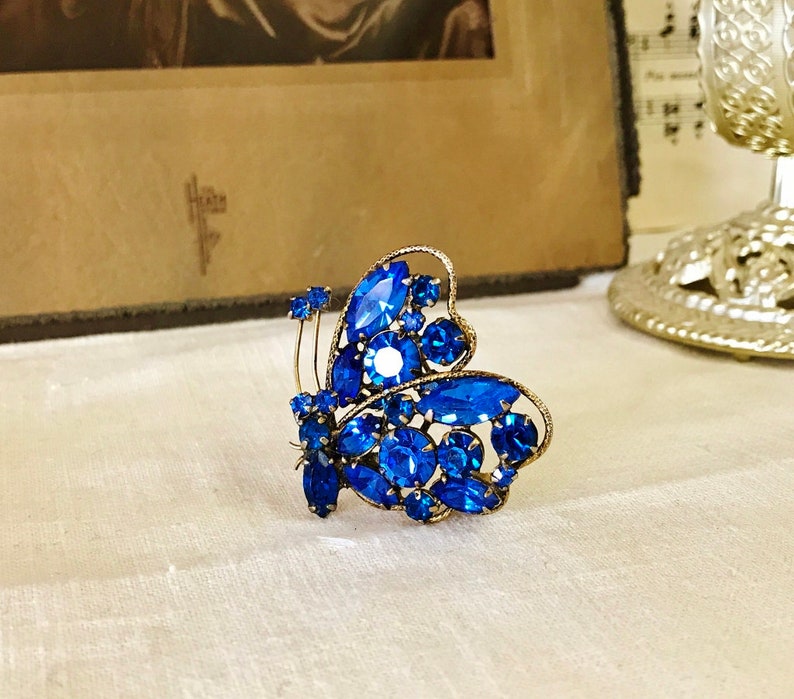 RHINESTONE BUTTERFLY Pin by REGENCY, Side View Butterfly, Blue ...