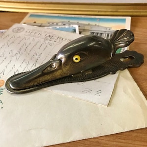 DUCK HEAD Paper Clip, Antique Cast Iron CLAMP, Victorian Mallard Duck ...