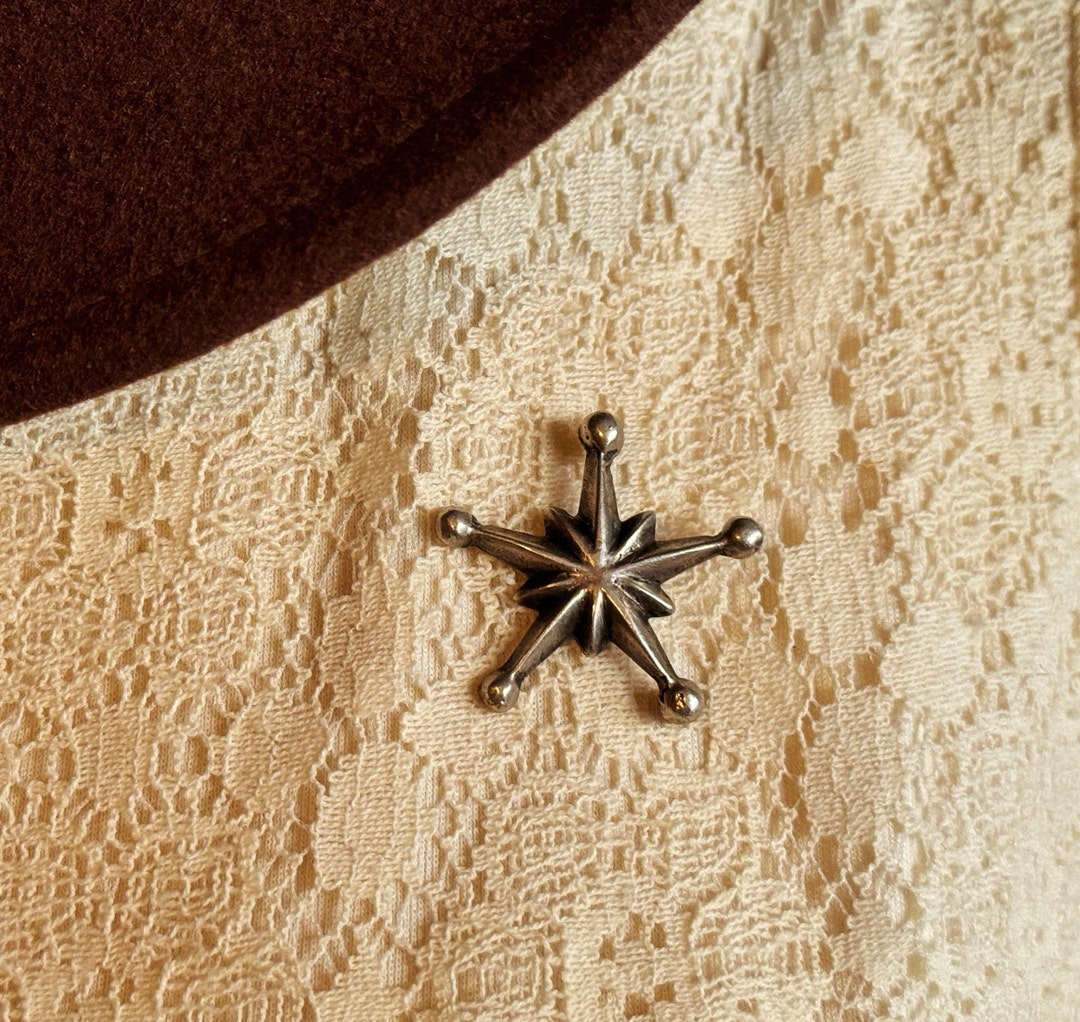 SANDCAST NAVAJO STAR Pin, Native American Indian Jewelry, Vintage Pin 5 ...