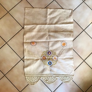 Jewish EMBROIDERED Linen RUNNER, Vintage Mystical Number 4, Wide ...