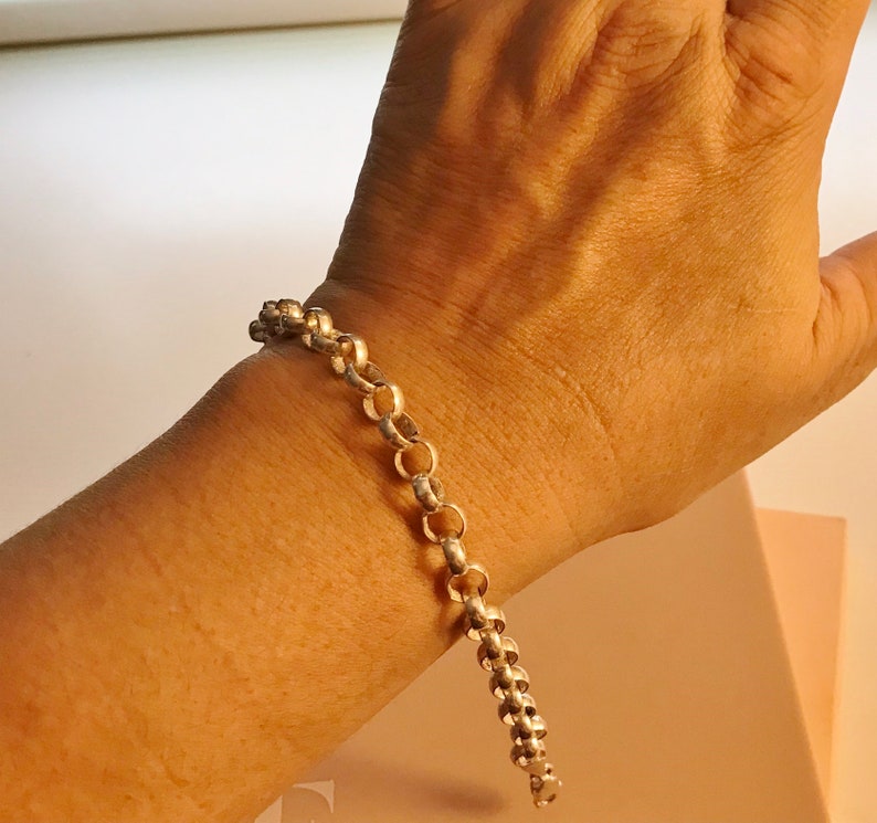 STERLING ROLO Chain Bracelet, Italy FAS 925 Stamp, Vintage Italian ...