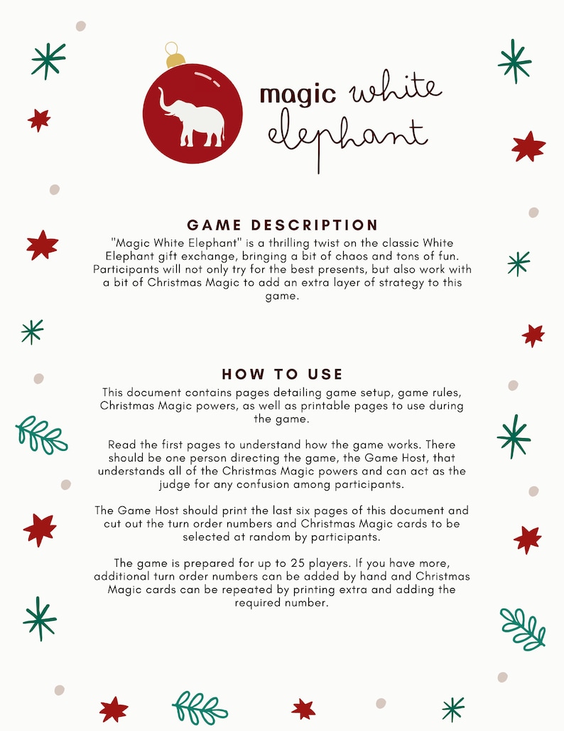 Magic White Elephant Game: Christmas Party Gift Exchange (digital ...