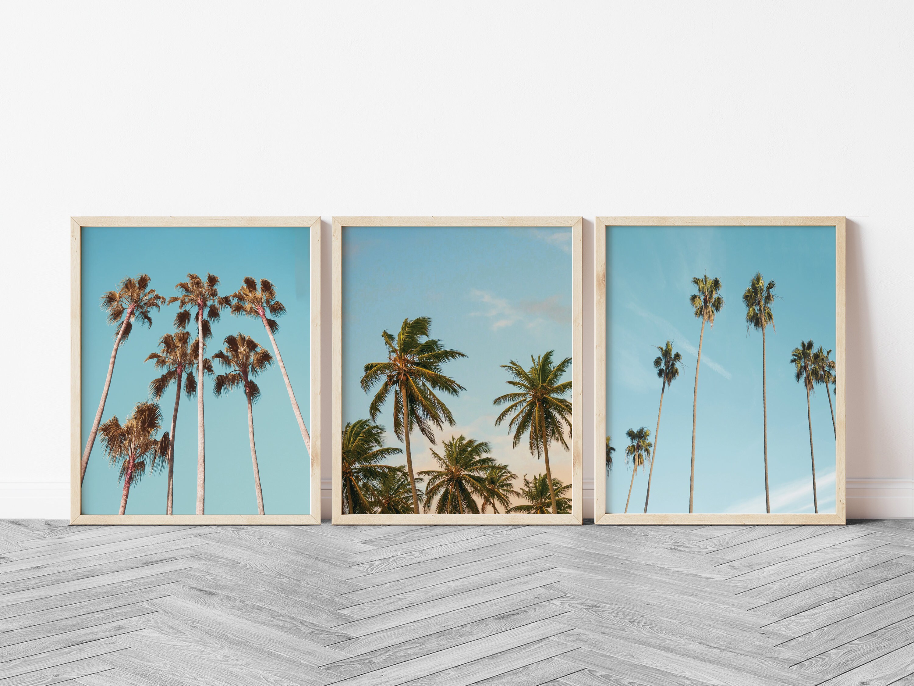Palm Tree Print Wall Art Set Of 3 Printable Wall Art Bundle Etsy