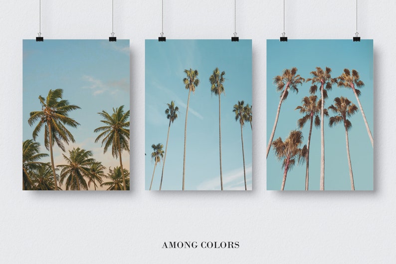Palm Tree Print Wall Art Set Of 3 Printable Wall Art Bundle Etsy