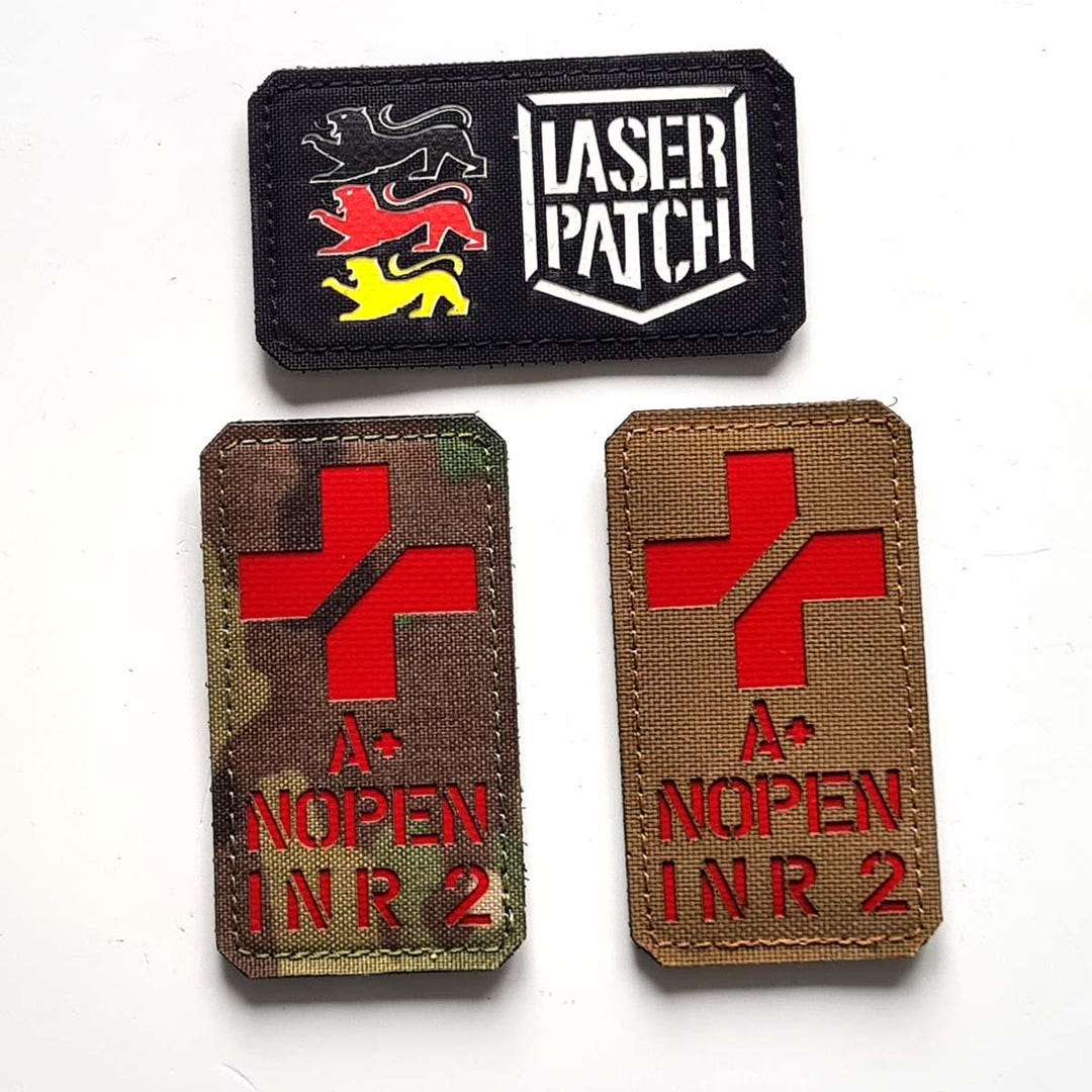 Custom EMC Medic Patch With Velcro - Laser Cut Cordura - Blood Group ...
