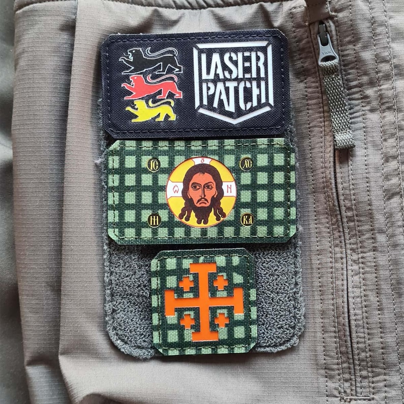 Isus Christ | 4.7"x2.7" | Holy Face Battle Flag | Orthodox | Catholic ...