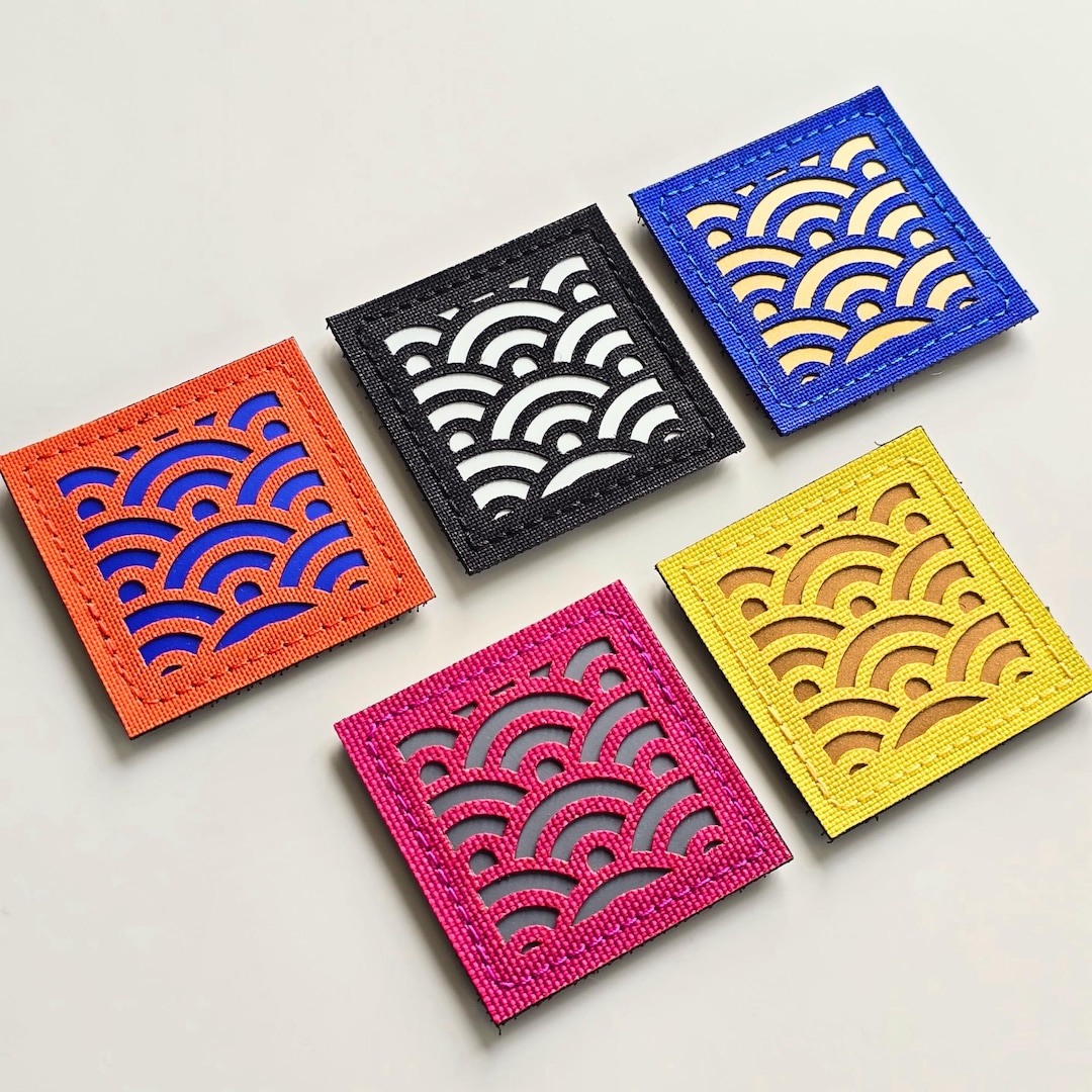 Seigaiha Wave Patch Square 2x2 – Laser Cut Tactical Patch, Japanese ...