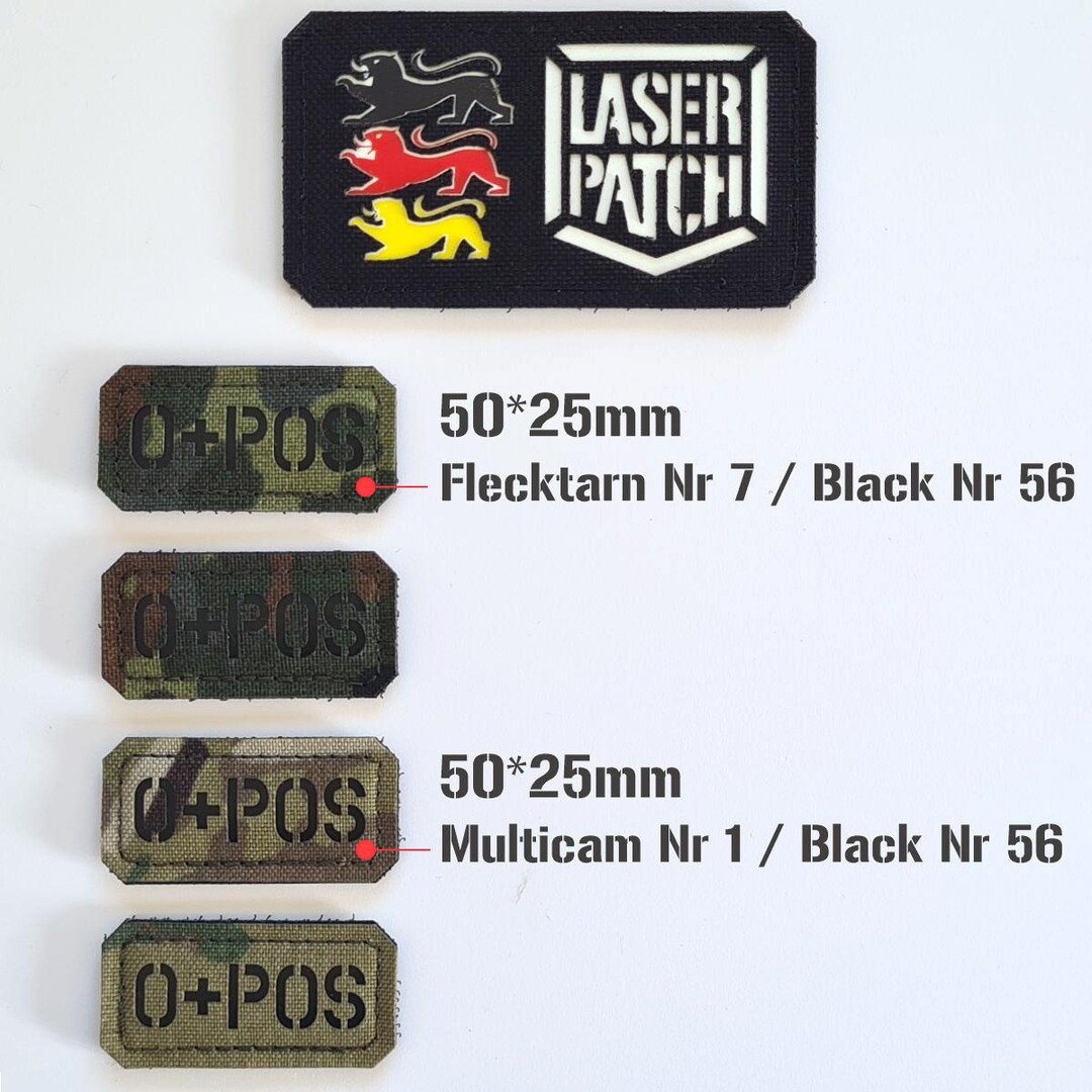 Army Medic 2"x1" EMC Blood Type Blood Group - Lasercut Cordura Custom ...