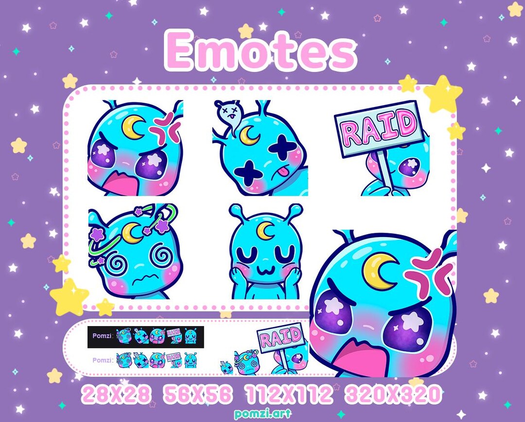 Kawaii Chibi Alien Emotes - BLUE - Part 3: for Twitch, Discord, Youtube ...