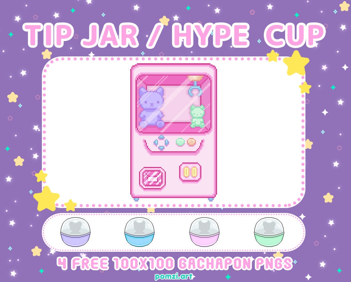 Kawaii Pixel Art Claw Machine Tip Jar / Hype Cup for Streamers ...