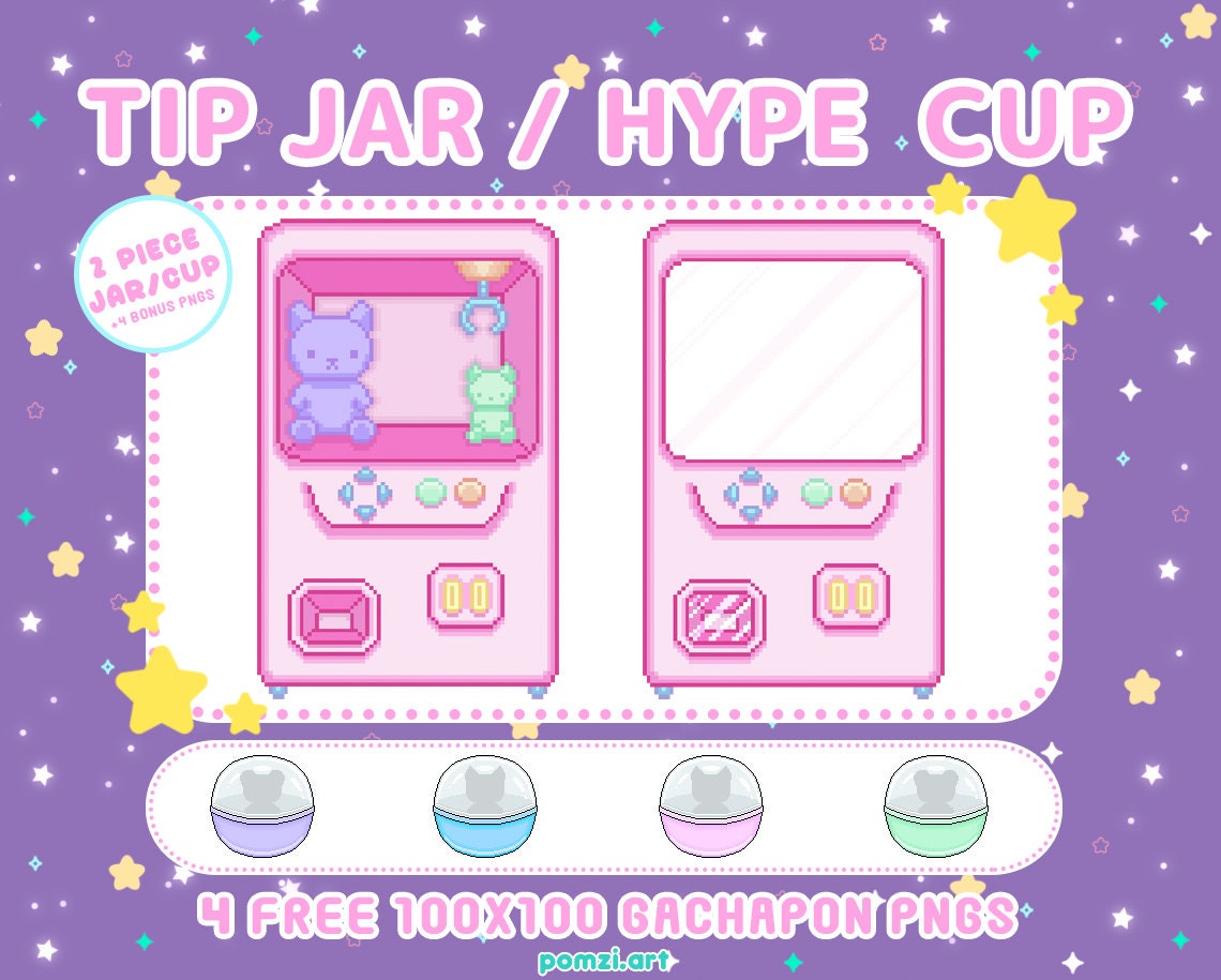 Kawaii Pixel Art Claw Machine Tip Jar / Hype Cup for Streamers ...