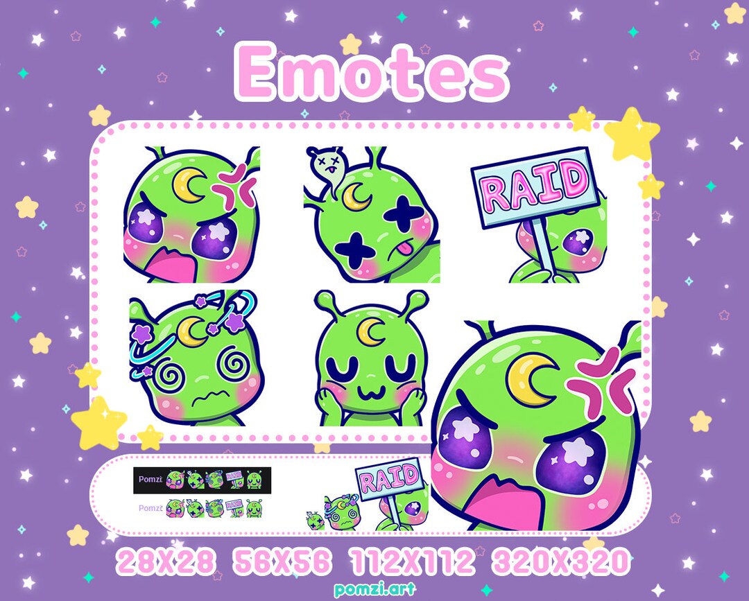 Kawaii Chibi Alien Emotes Part 3: for Twitch, Discord, Youtube ...