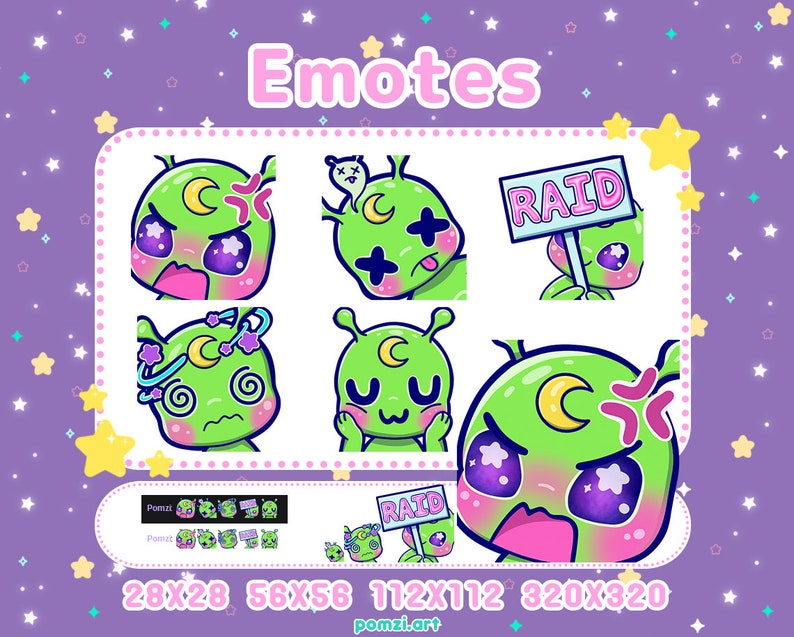 Kawaii Chibi Alien Emotes Part 3: for Twitch, Discord, Youtube ...