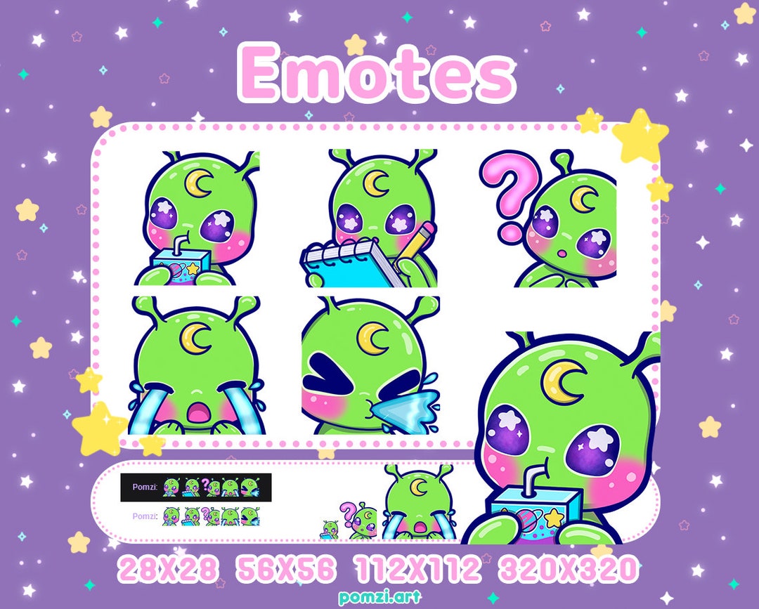 Kawaii Chibi Alien Emotes Part 4: for Twitch, Discord, Youtube, Kick ...