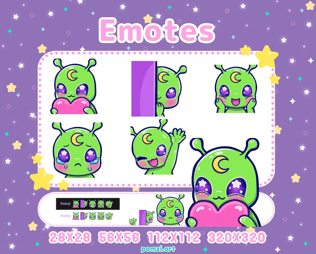 Kawaii Chibi Alien Emotes Part 1 for Twitch, Discord, Kick, Youtube ...