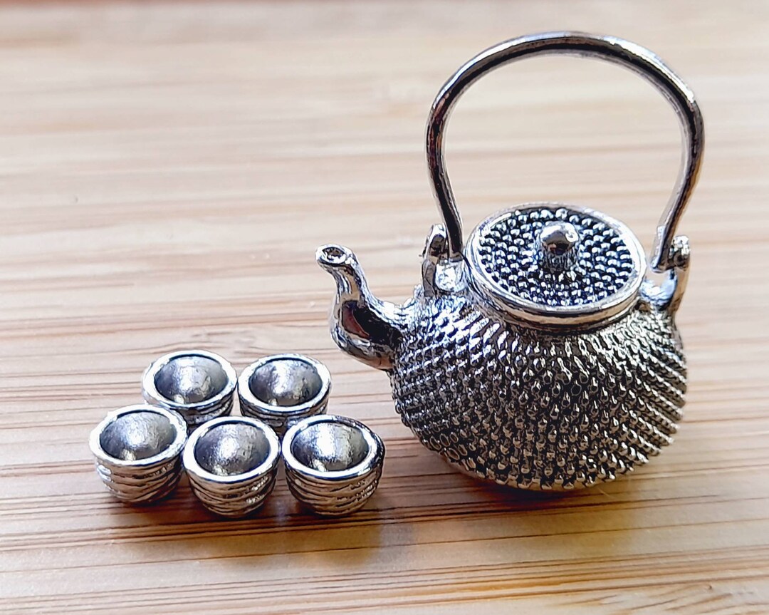 Vintage Style Miniature Tea Set | Mini Kettle and Tea Cups | Dollhouse ...