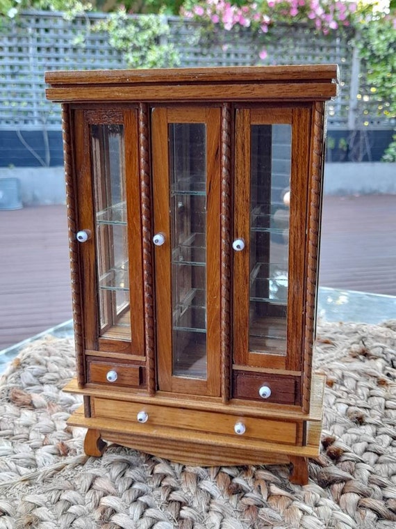 Wooden Miniature Showcase Miniature Cabinet 3 Doors | Etsy
