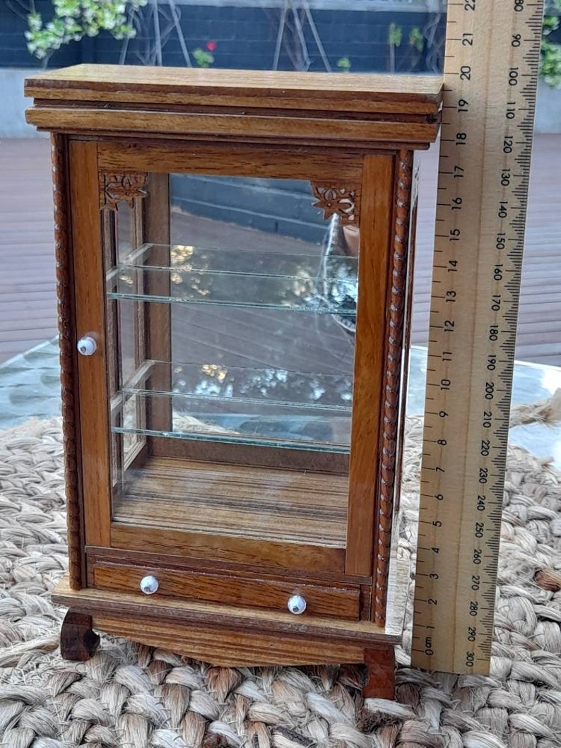 Miniature Teak Display Cabinet Miniature Wood Showcase | Etsy