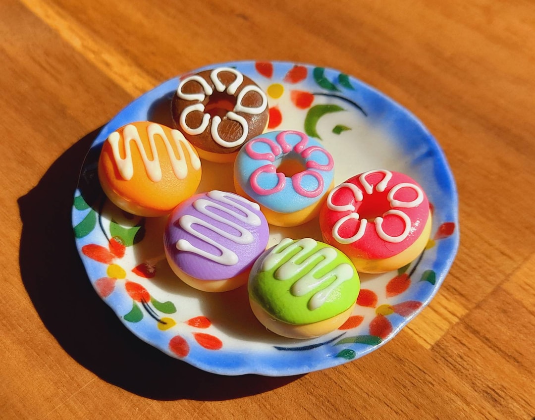 6 Miniature Donuts Platter | Miniature Donut Set | Handmade Miniature ...