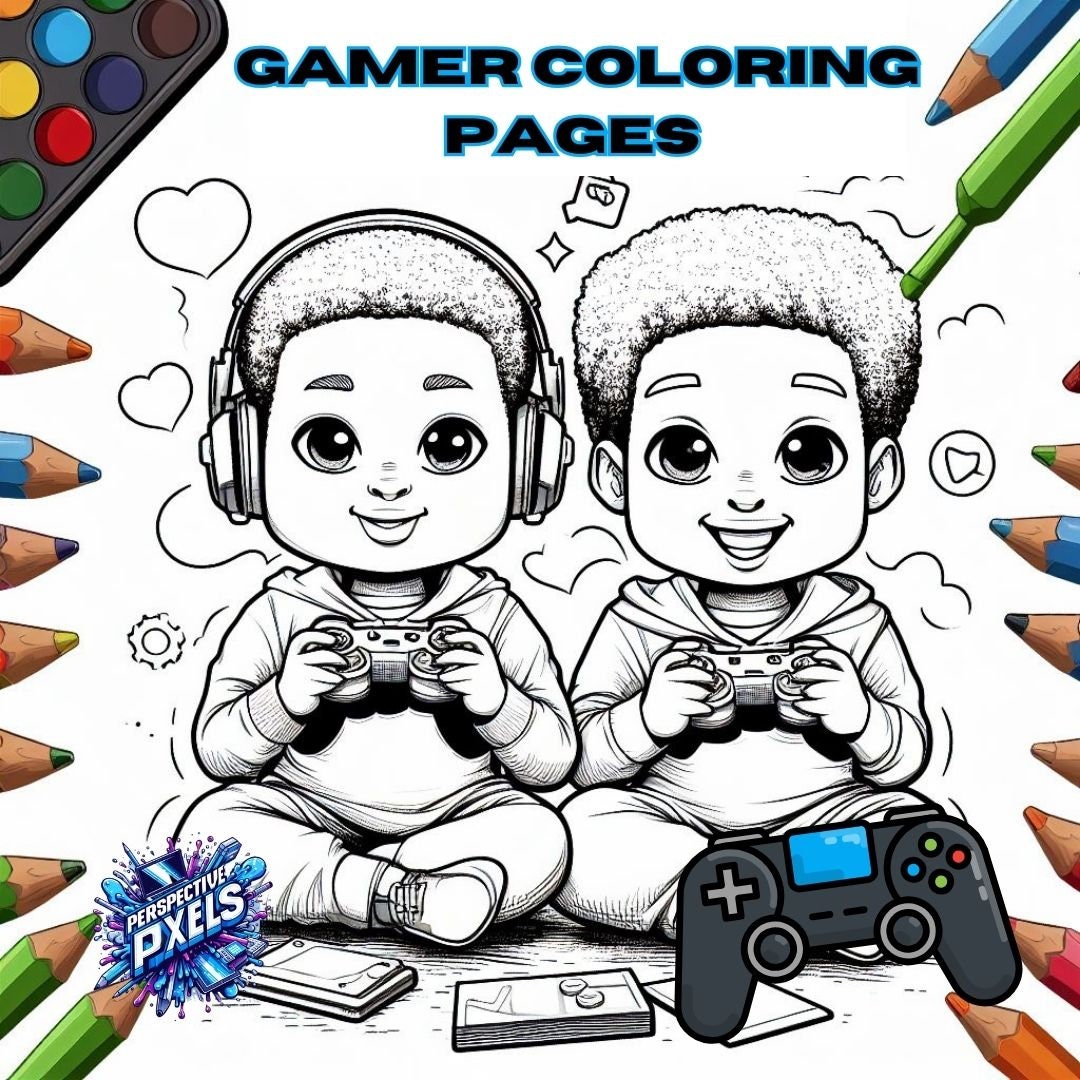 Gamers Coloring Pages Coloring Page Diverse Kids Coloring - Etsy